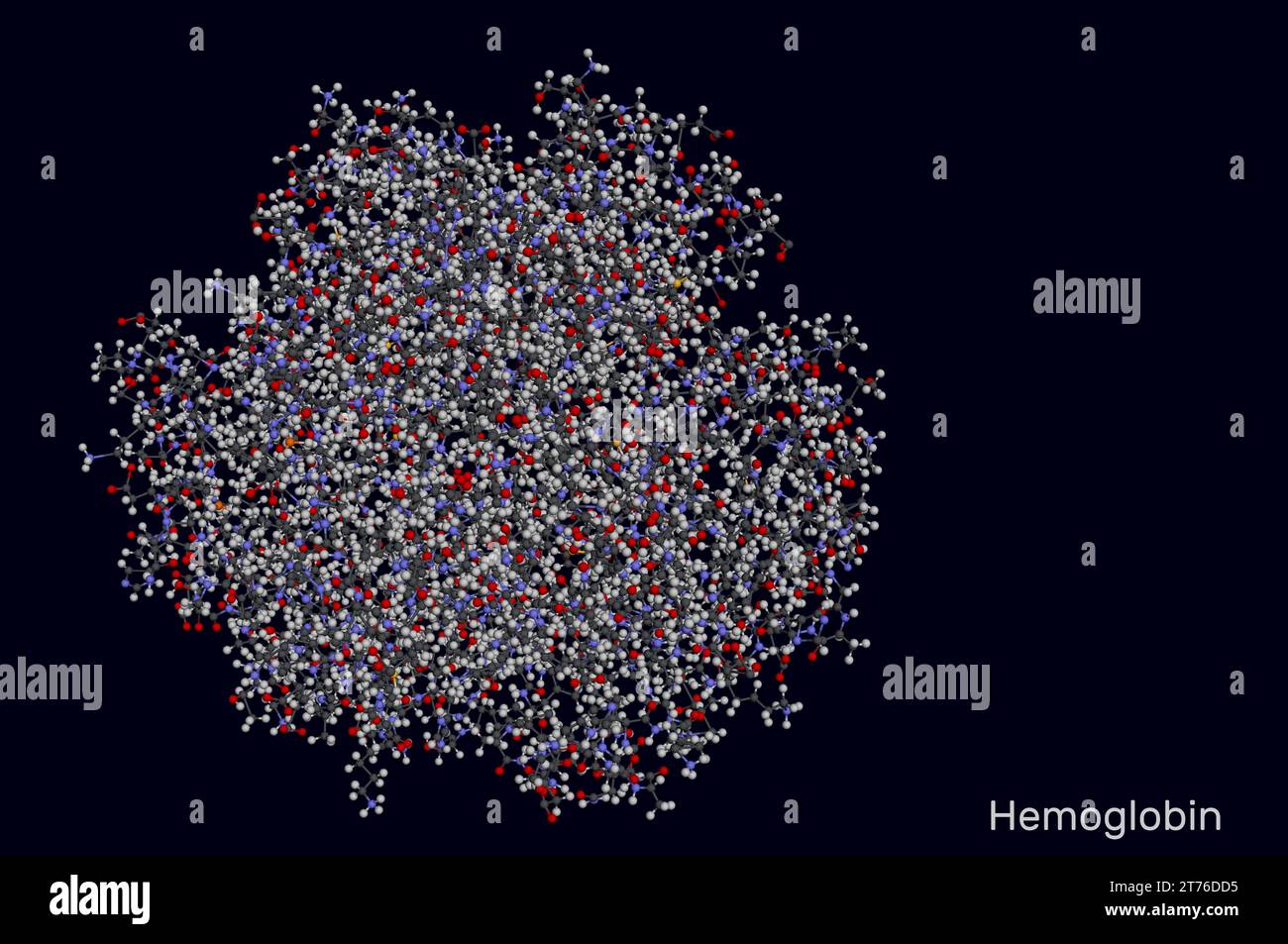 Hemoglobin haemoglobin, Hb or Hgb molecule. It is blood protein. Molecular model. 3D rendering ...