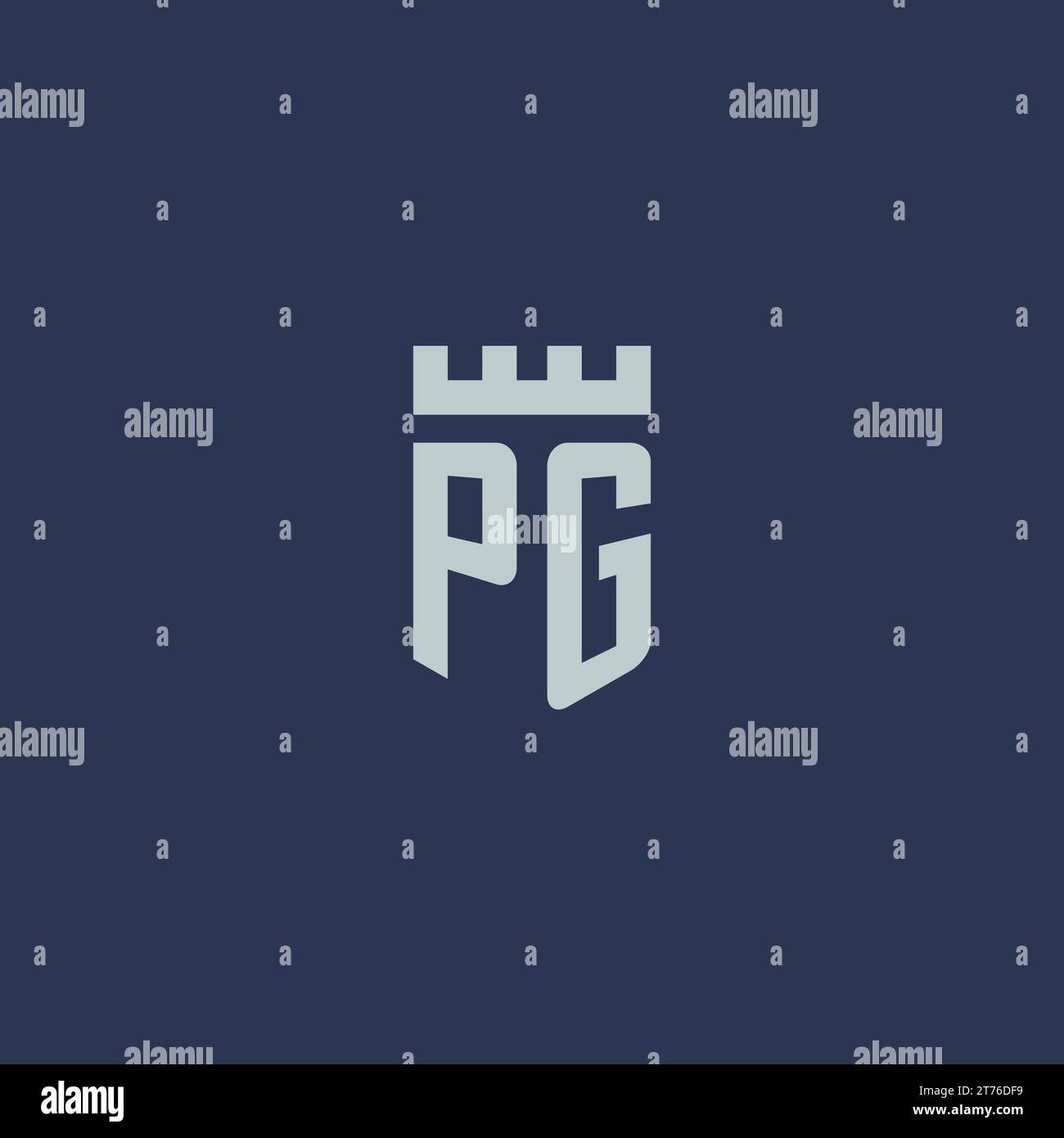 PG logo monogram with fortress castle and shield style design ideas ...