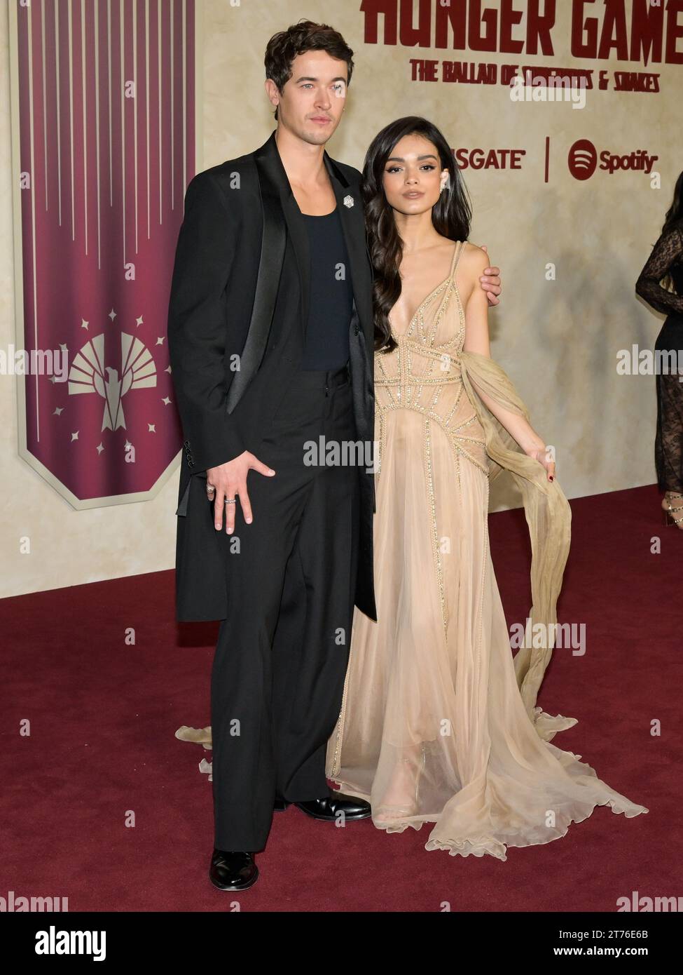 Hollywood, California, USA. 12th Nov, 2023. Tom Blyth and Rachel Zegler ...