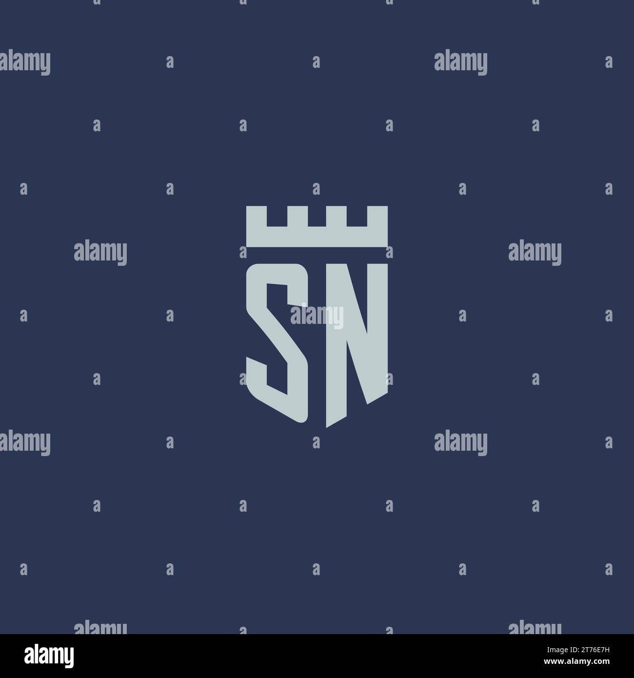 SN logo monogram with fortress castle and shield style design ideas ...