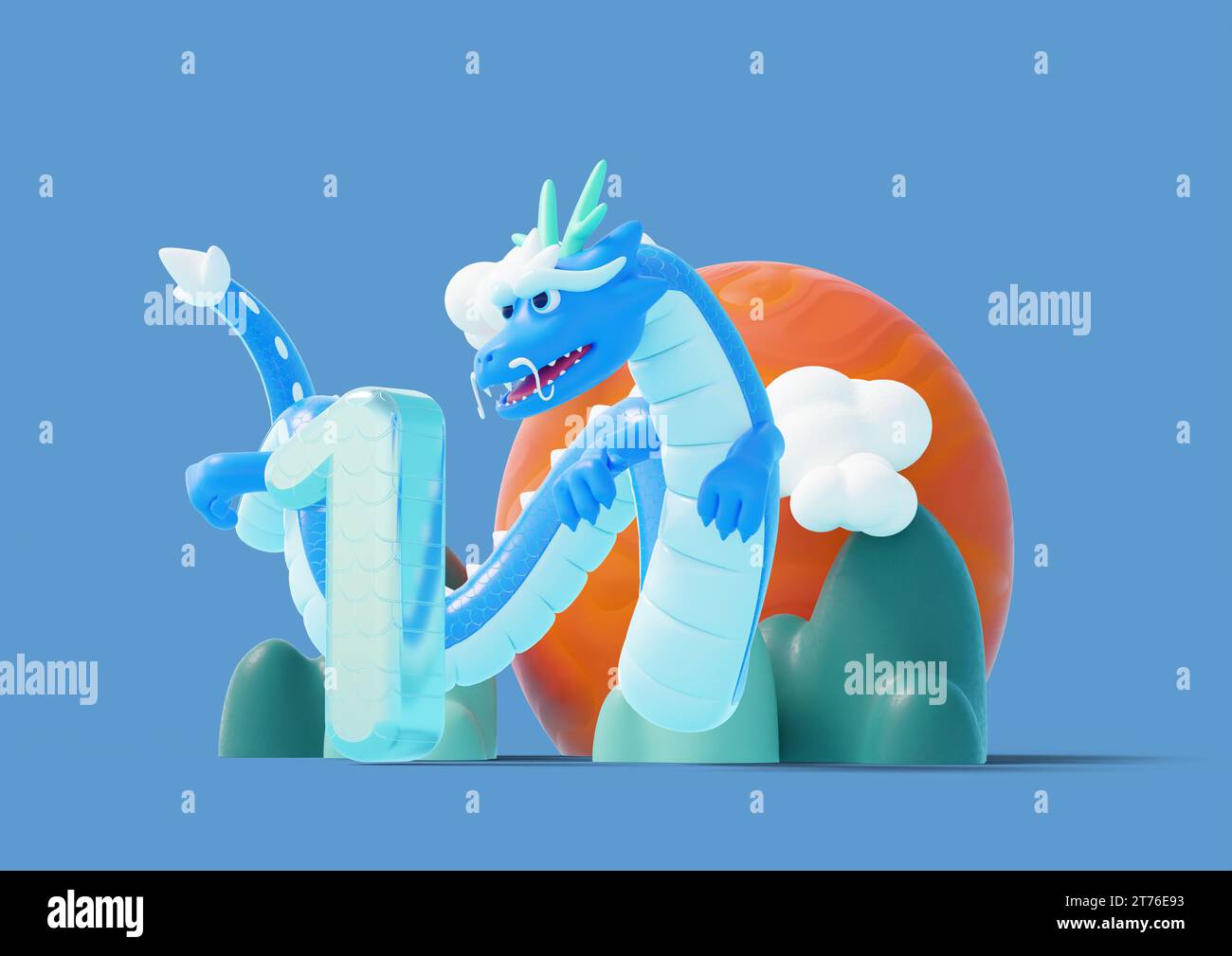 year of the dragon 3d graphic symbolizes january in the background of ...