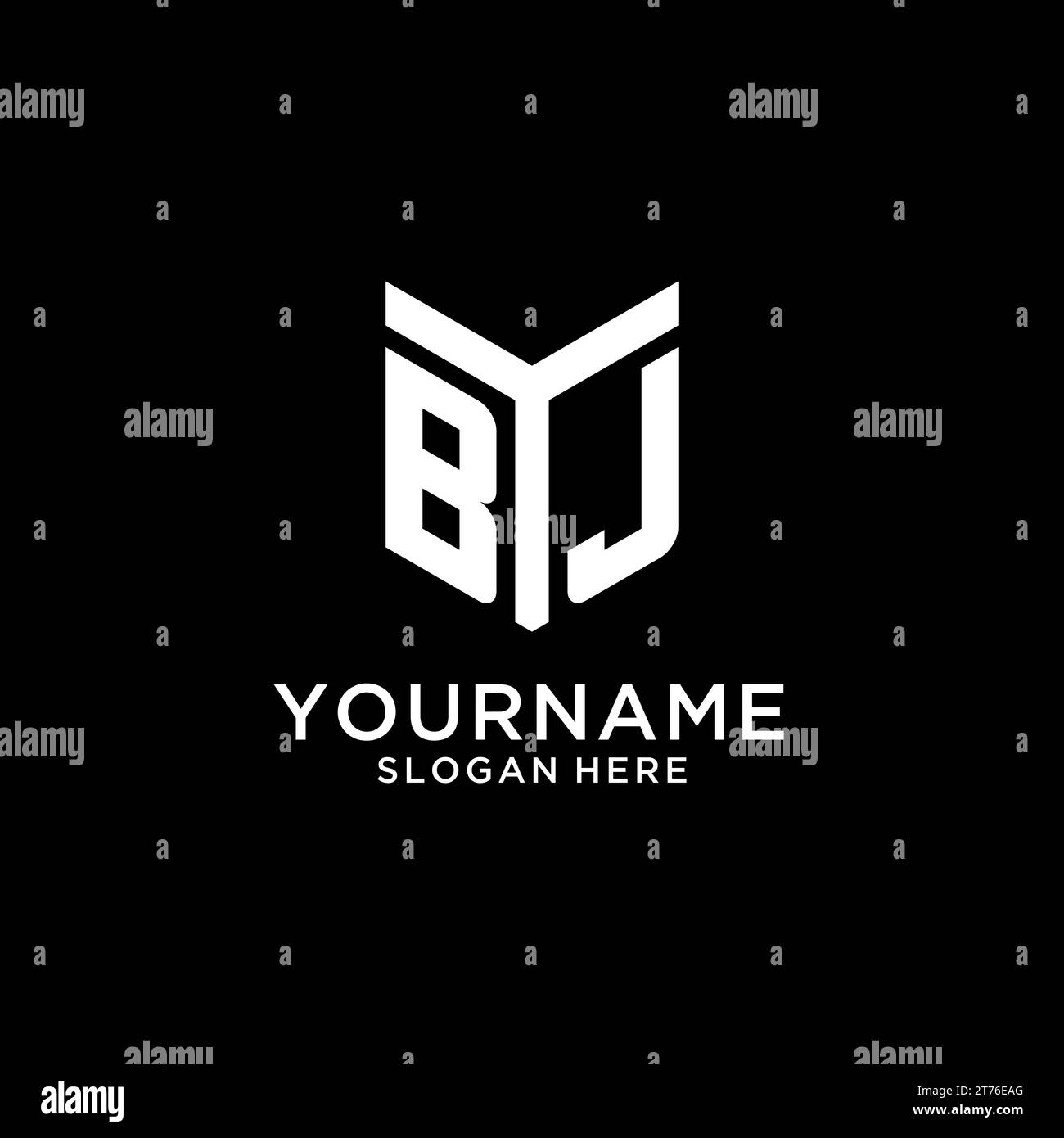 BJ mirror initial logo, creative bold monogram initial design style ...