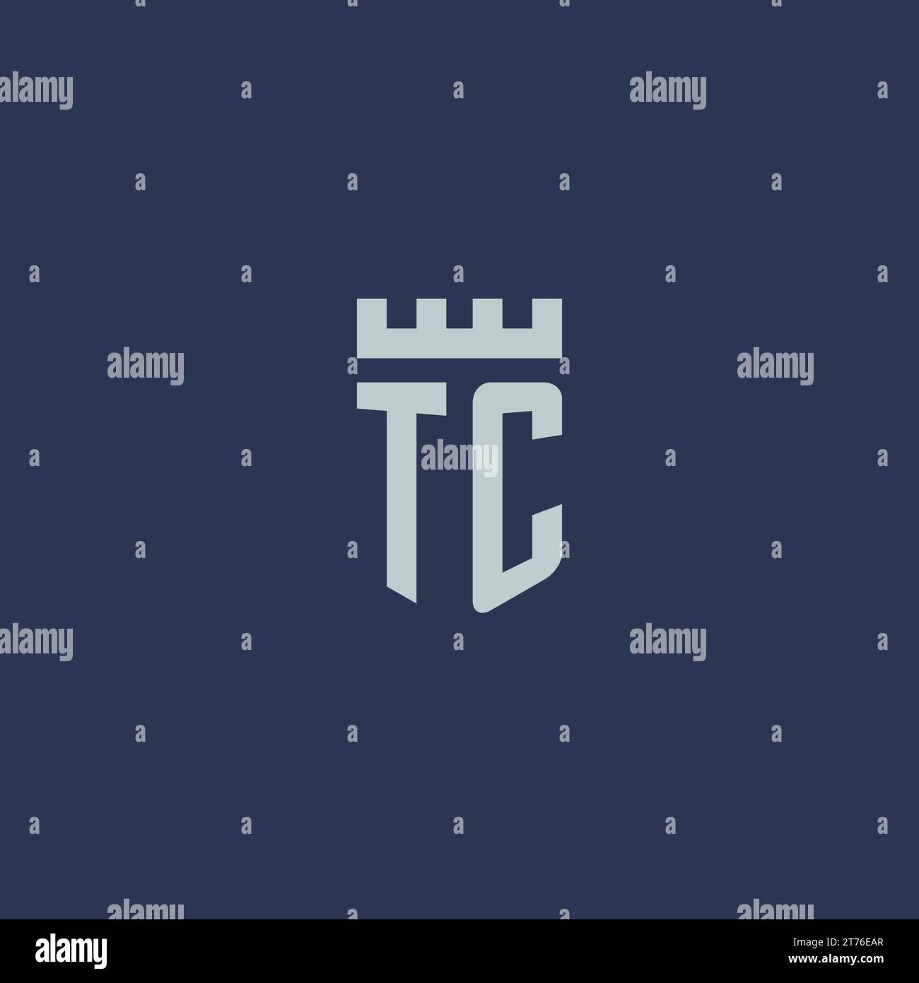 TC logo monogram with fortress castle and shield style design ideas ...
