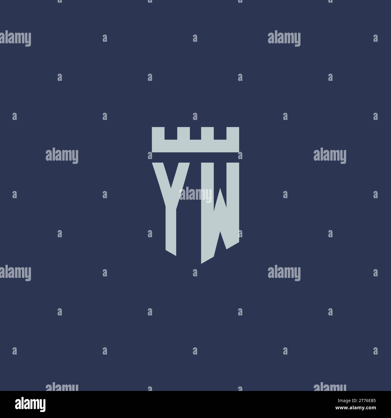 YW logo monogram with fortress castle and shield style design ideas ...