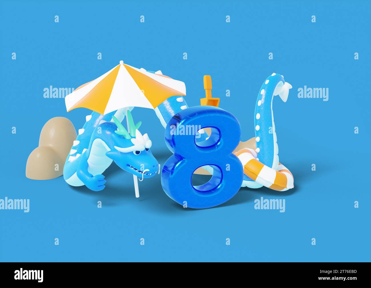 year of the dragon 3d graphic of a blue dragon holding a parasol on a ...