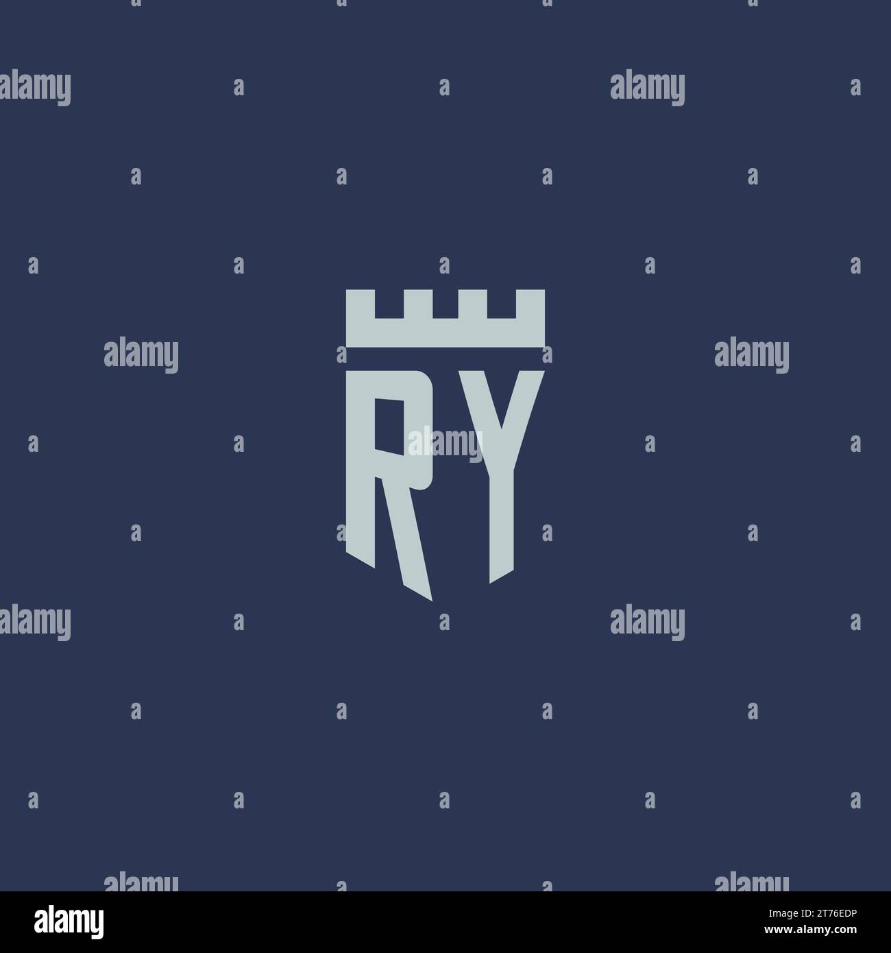 RY logo monogram with fortress castle and shield style design ideas ...