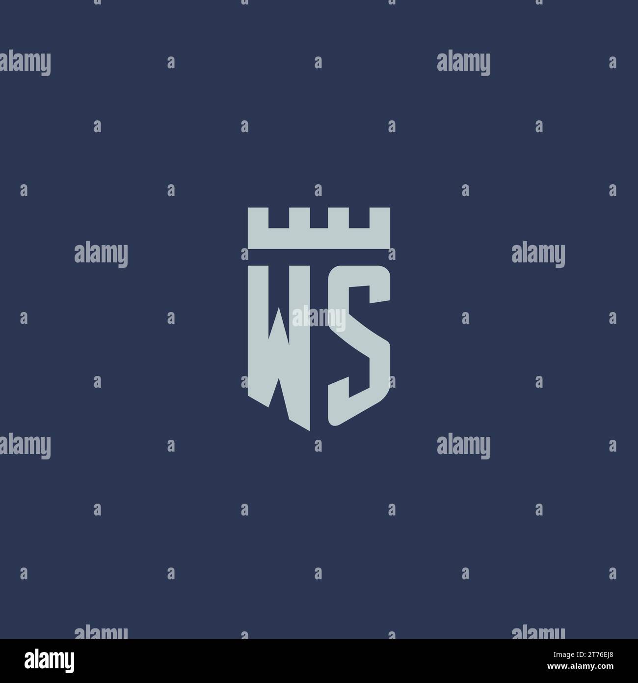 WS logo monogram with fortress castle and shield style design ideas ...
