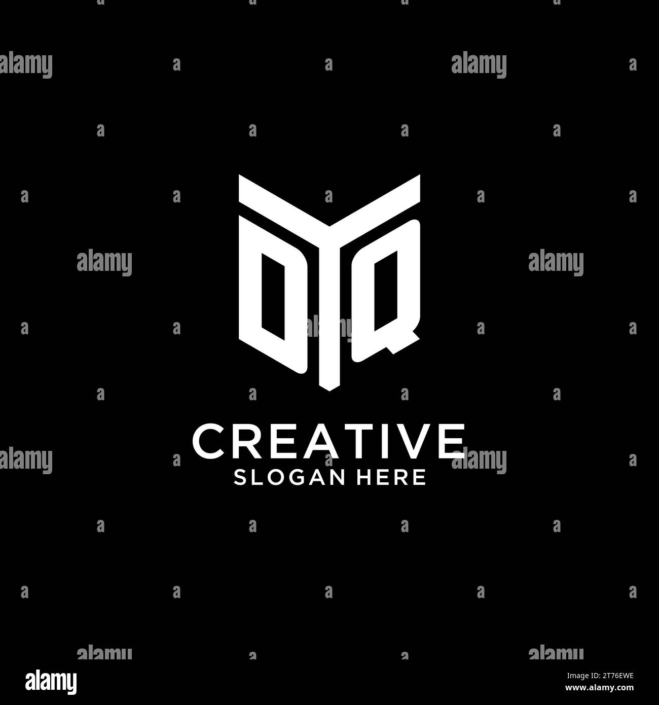 DQ mirror initial logo, creative bold monogram initial design style ...