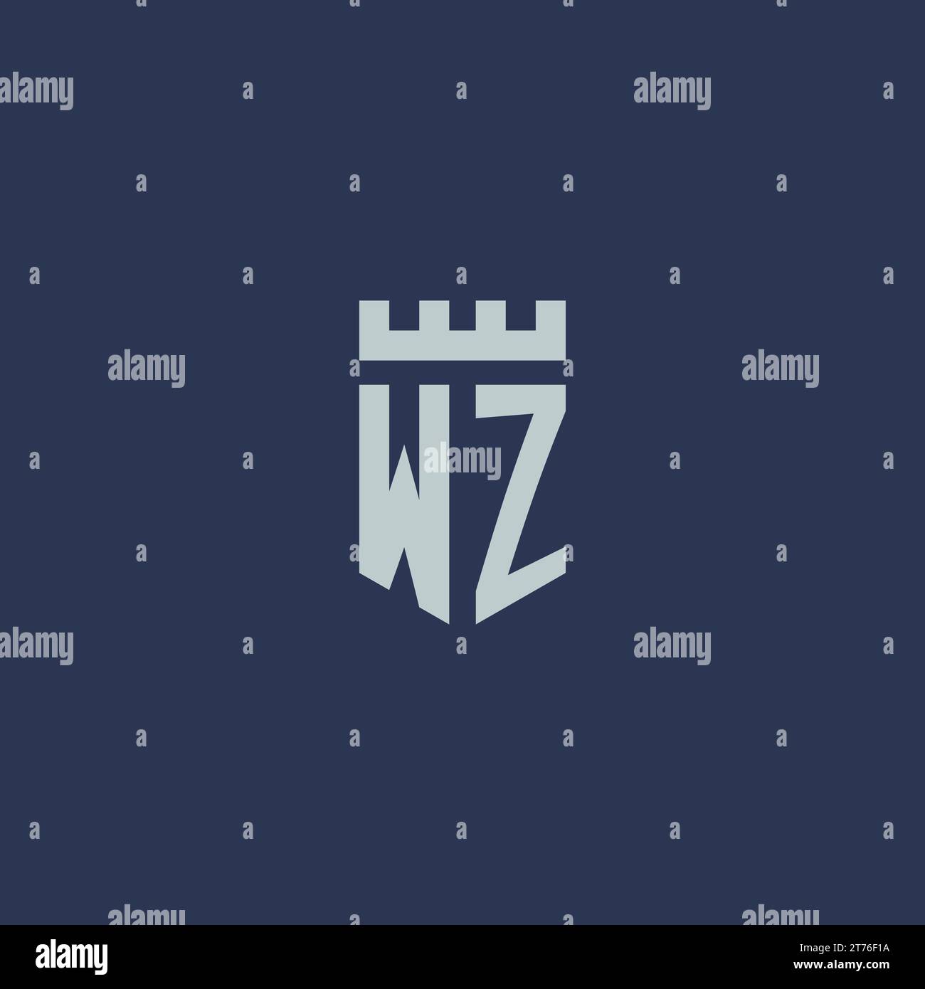 WZ logo monogram with fortress castle and shield style design ideas ...