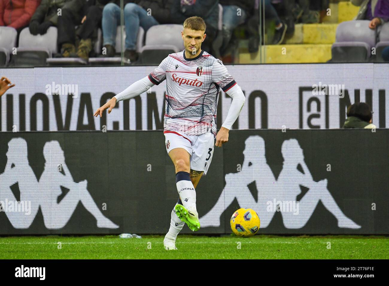 Florence, Italy. 12th Nov, 2023. Bologna's Stefan Posch during ACF ...