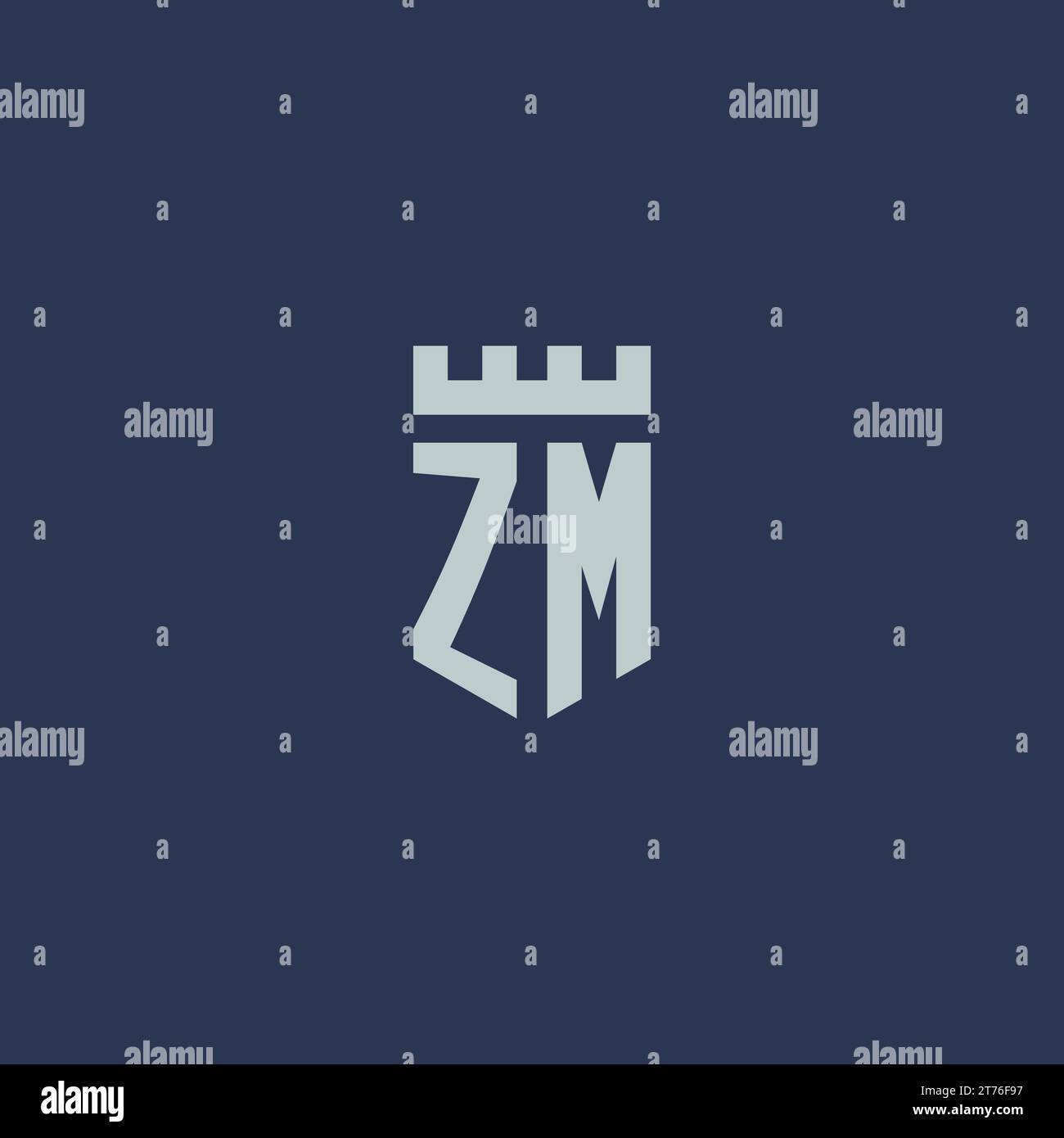 ZM logo monogram with fortress castle and shield style design ideas ...