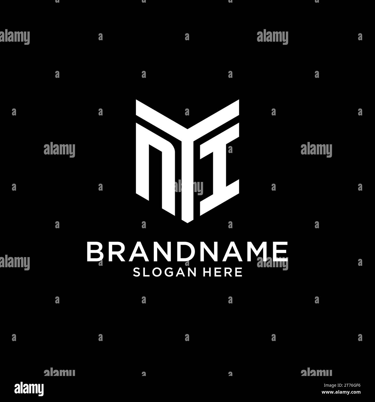 NI mirror initial logo, creative bold monogram initial design style ...