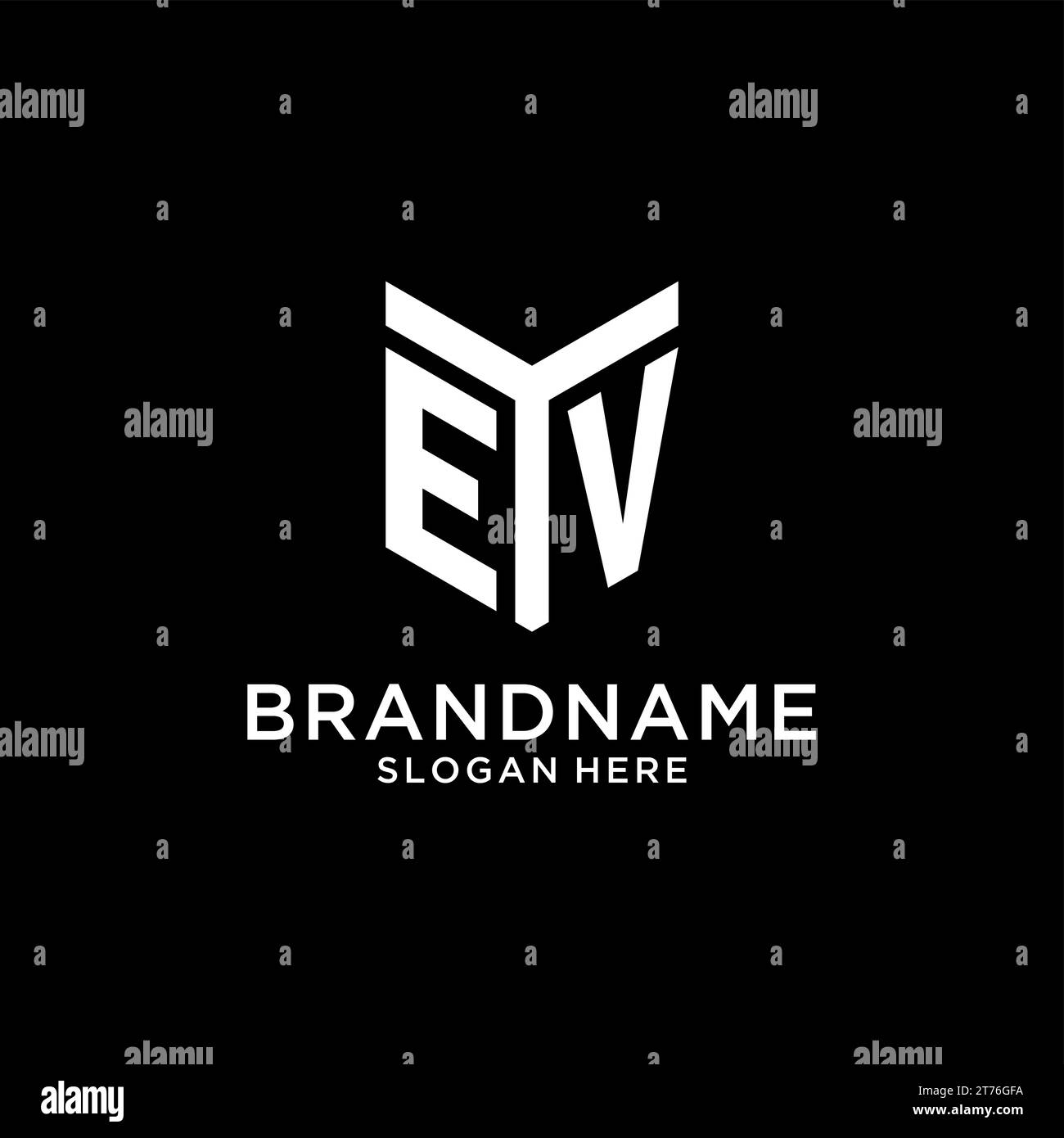 EV mirror initial logo, creative bold monogram initial design style ...