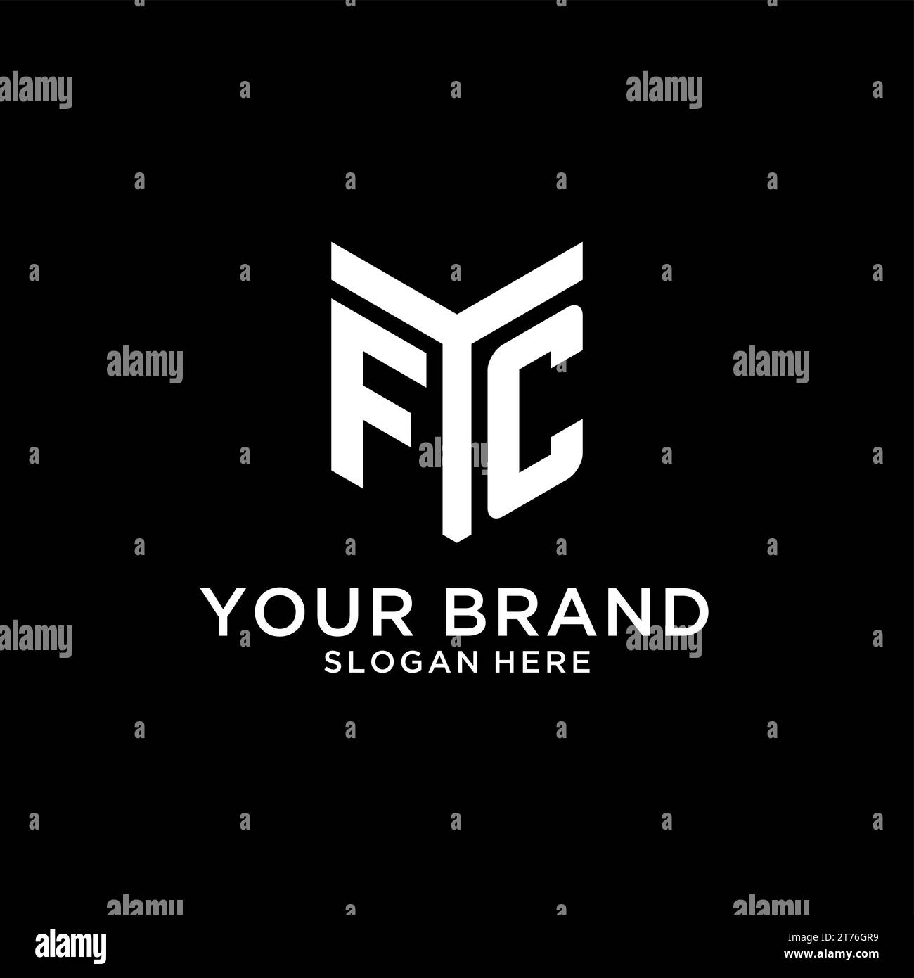 FC mirror initial logo, creative bold monogram initial design style vector graphic Stock Vector ...