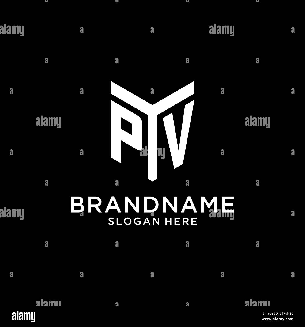 PV mirror initial logo, creative bold monogram initial design style ...