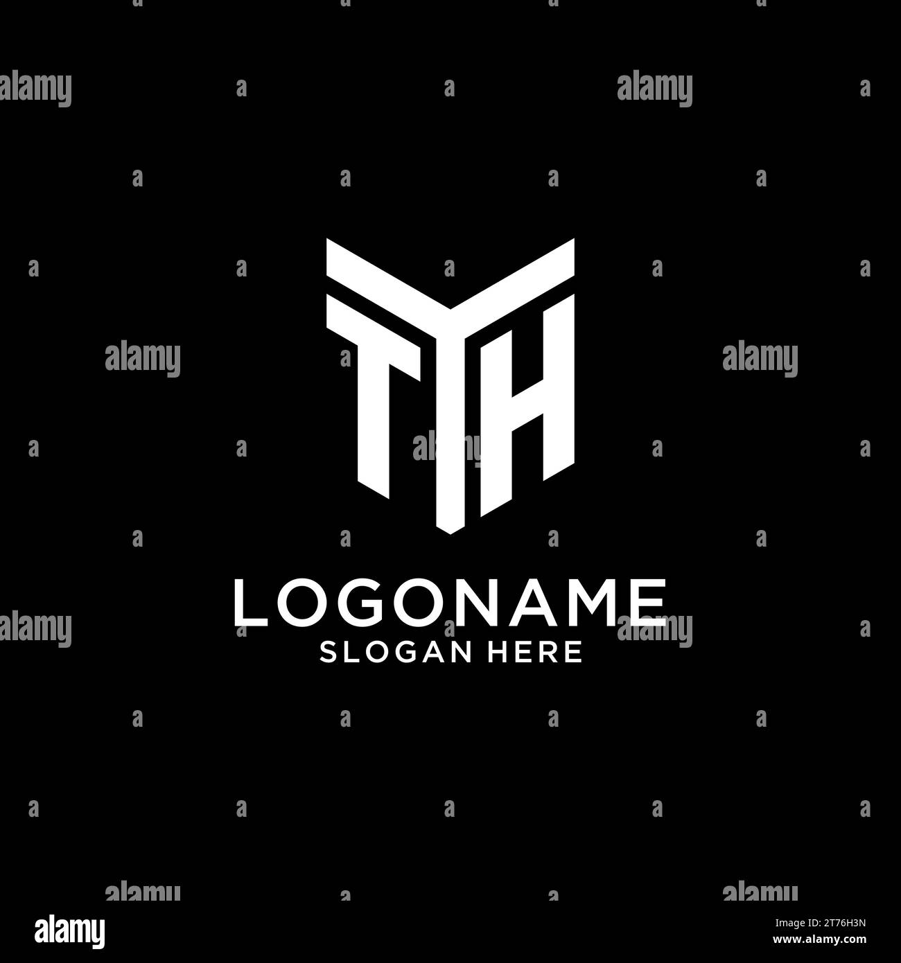 TH mirror initial logo, creative bold monogram initial design style ...