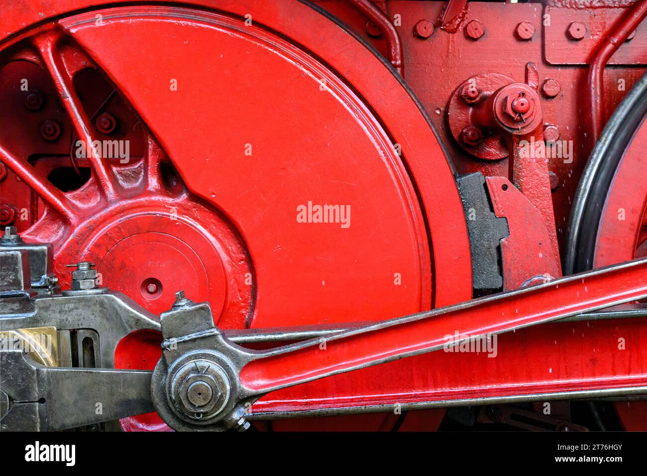 Close-up of a steam locomotive wheel with linkage Stock Photo - Alamy