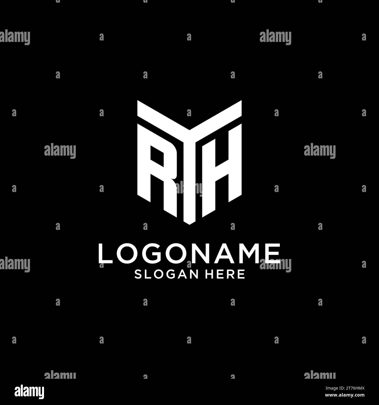 RH mirror initial logo, creative bold monogram initial design style vector graphic Stock Vector ...