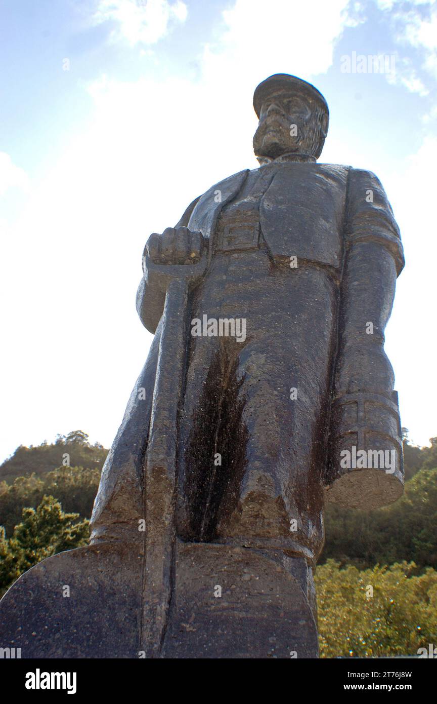 Statue of coal miner at Brunner mine, Westland, New Zealand, as a ...