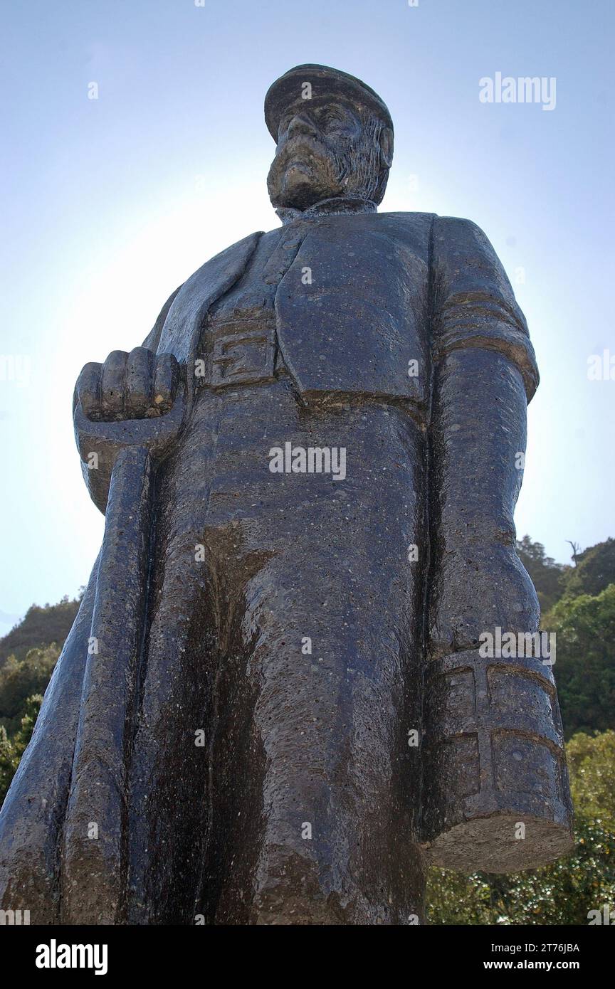 Statue of coal miner at Brunner mine, Westland, New Zealand, as a ...
