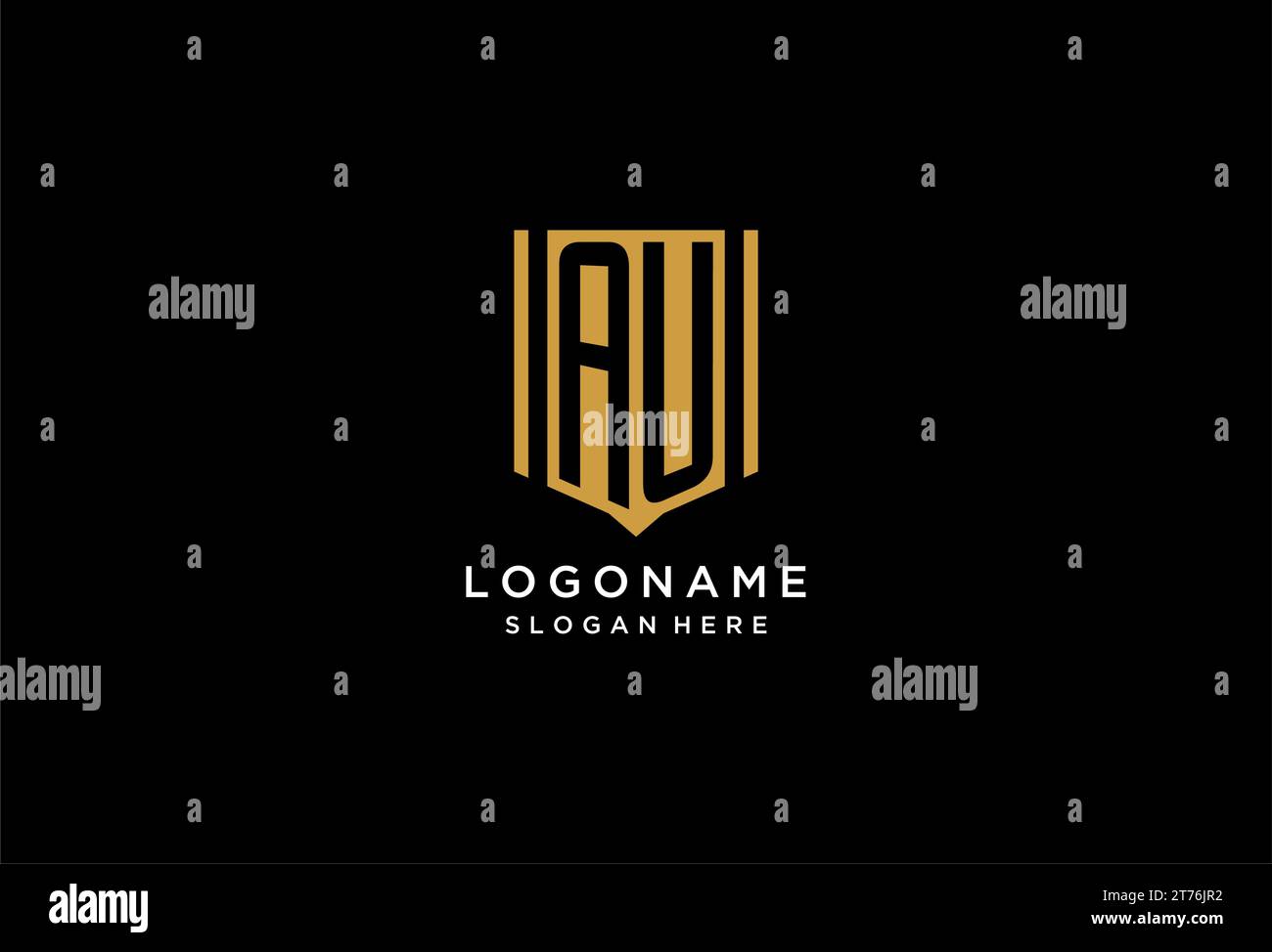 AU monogram logo with geometric shield icon design inspiration Stock ...