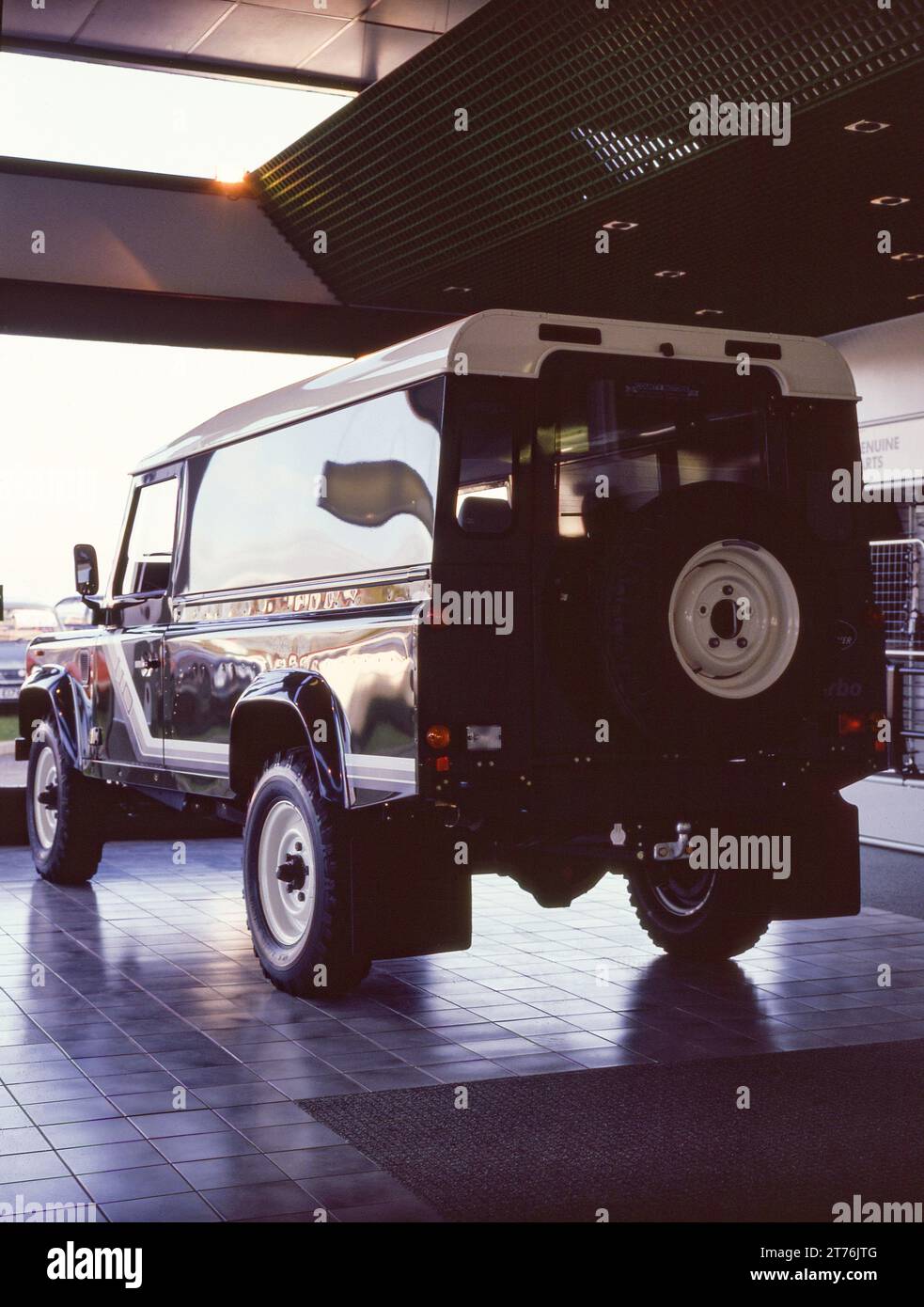 Land Rover in a car showroom - 1980´s Stock Photo - Alamy