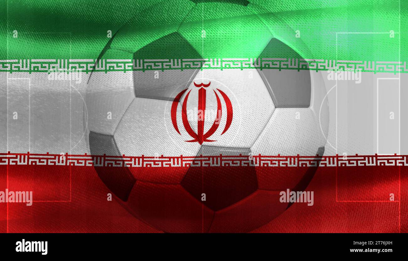 An illustration of a soccer ball with the flag of Iran in the center ...