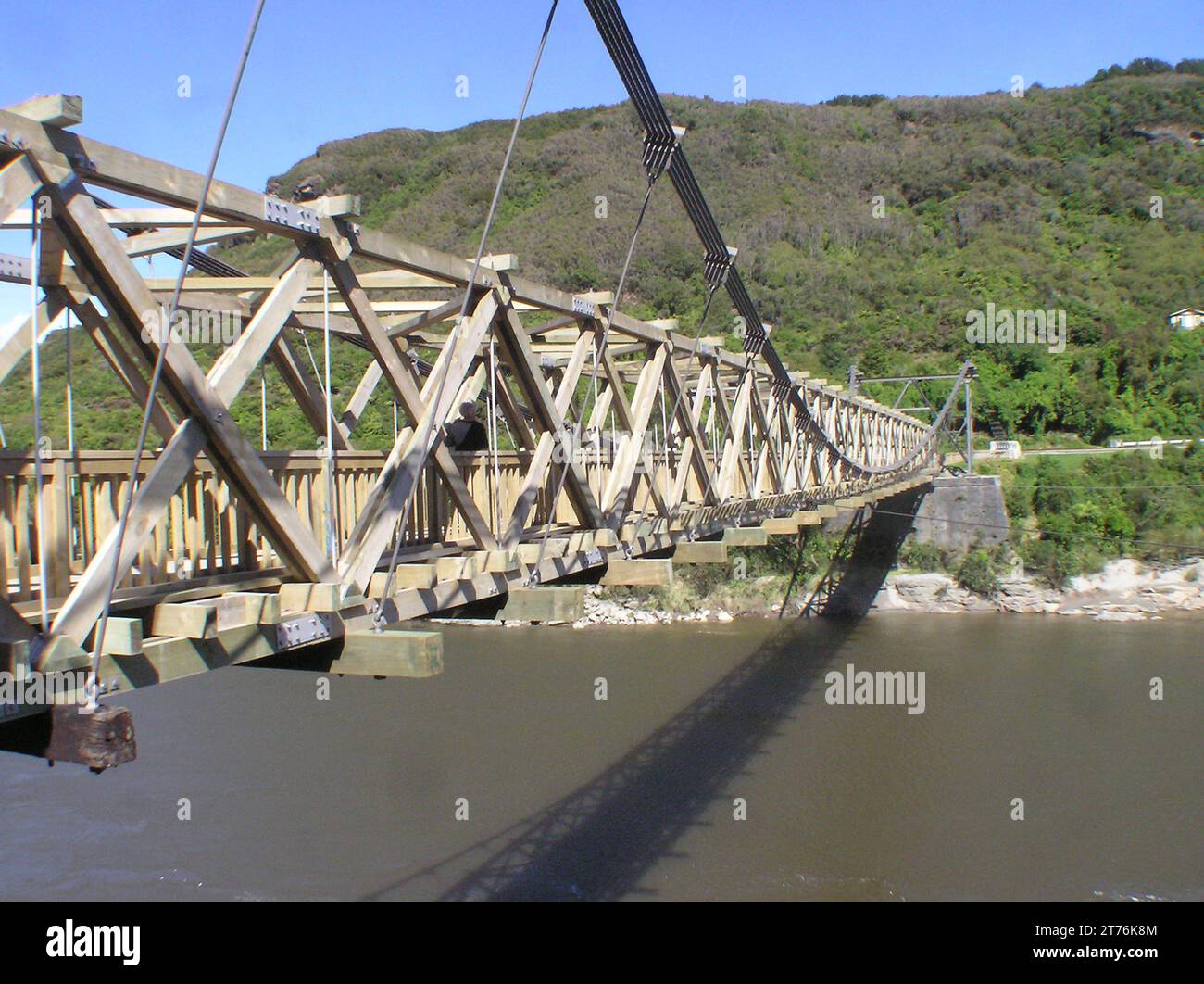historic swing bridge at Brunner Coal Mine, West Coast, South Island ...