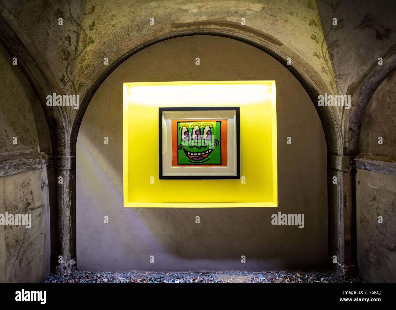 Exhibition of artwork by artist Keith Haring Painter, Parma Italy Stock ...