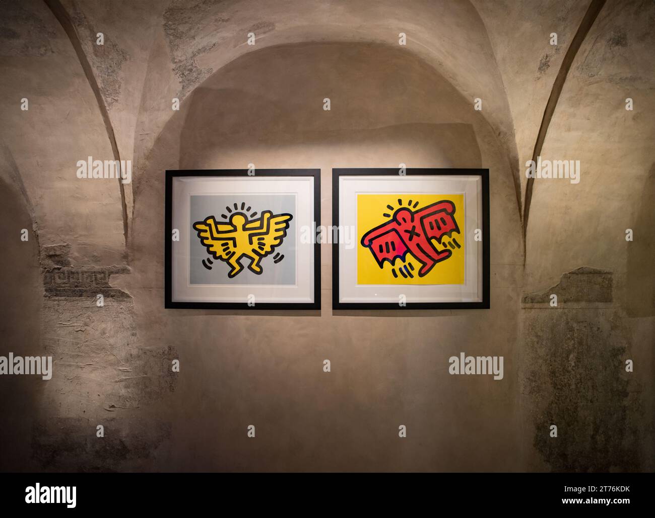 Exhibition of artwork by artist Keith Haring Painter, Parma Italy Stock ...