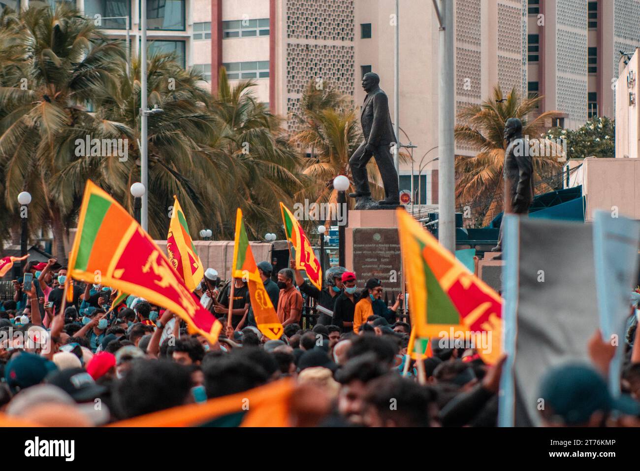 A crowd of people at the demonstration in Colombo, Sri Lanka Stock ...