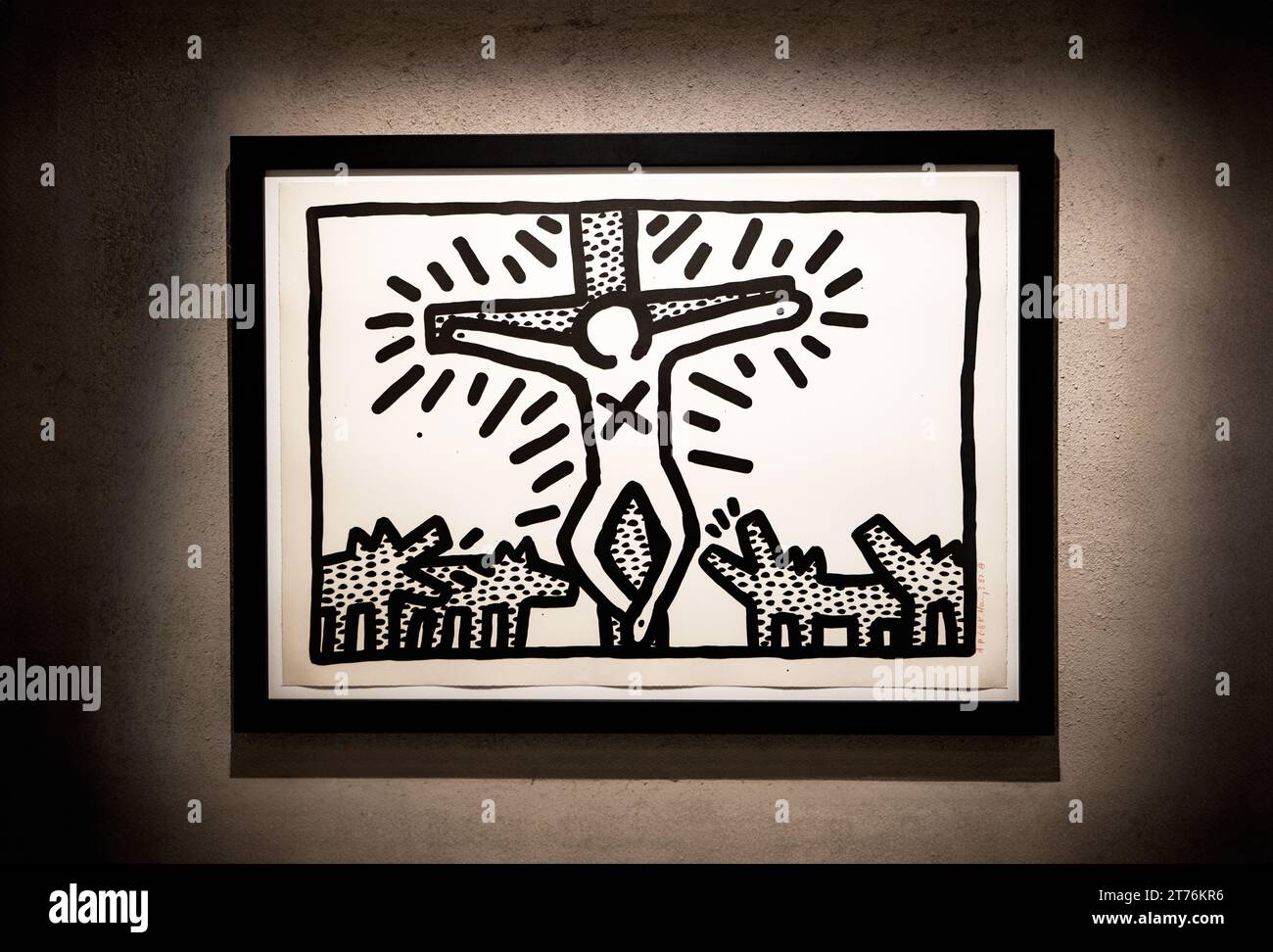 Exhibition of artwork by artist Keith Haring Painter, Parma Italy Stock ...