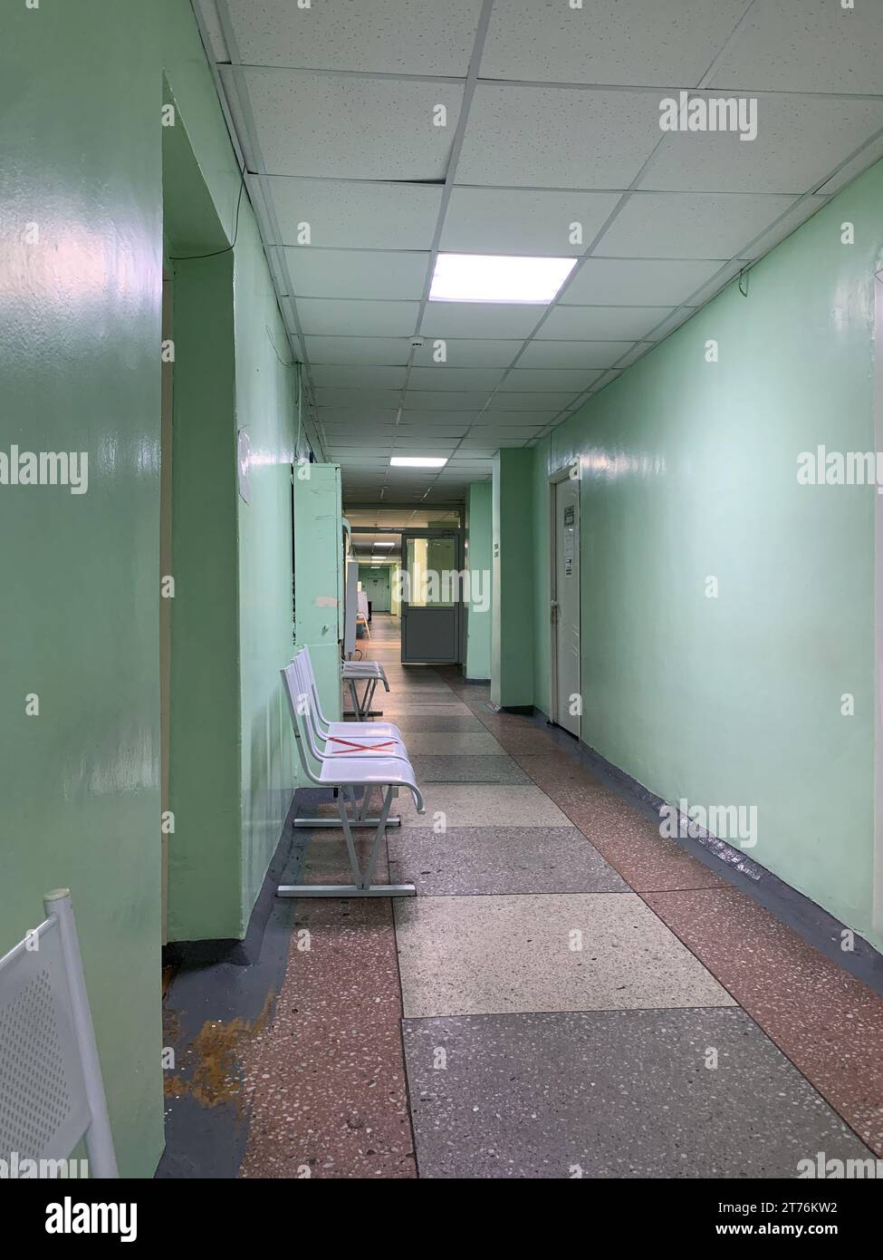 Empty corridor of an old hospital. hospital corridor with offices Stock ...