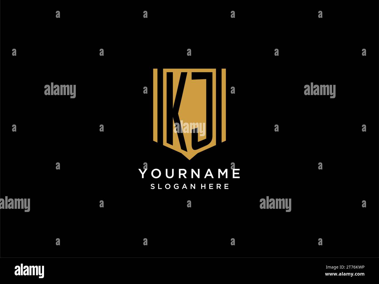 KJ monogram logo with geometric shield icon design inspiration Stock ...
