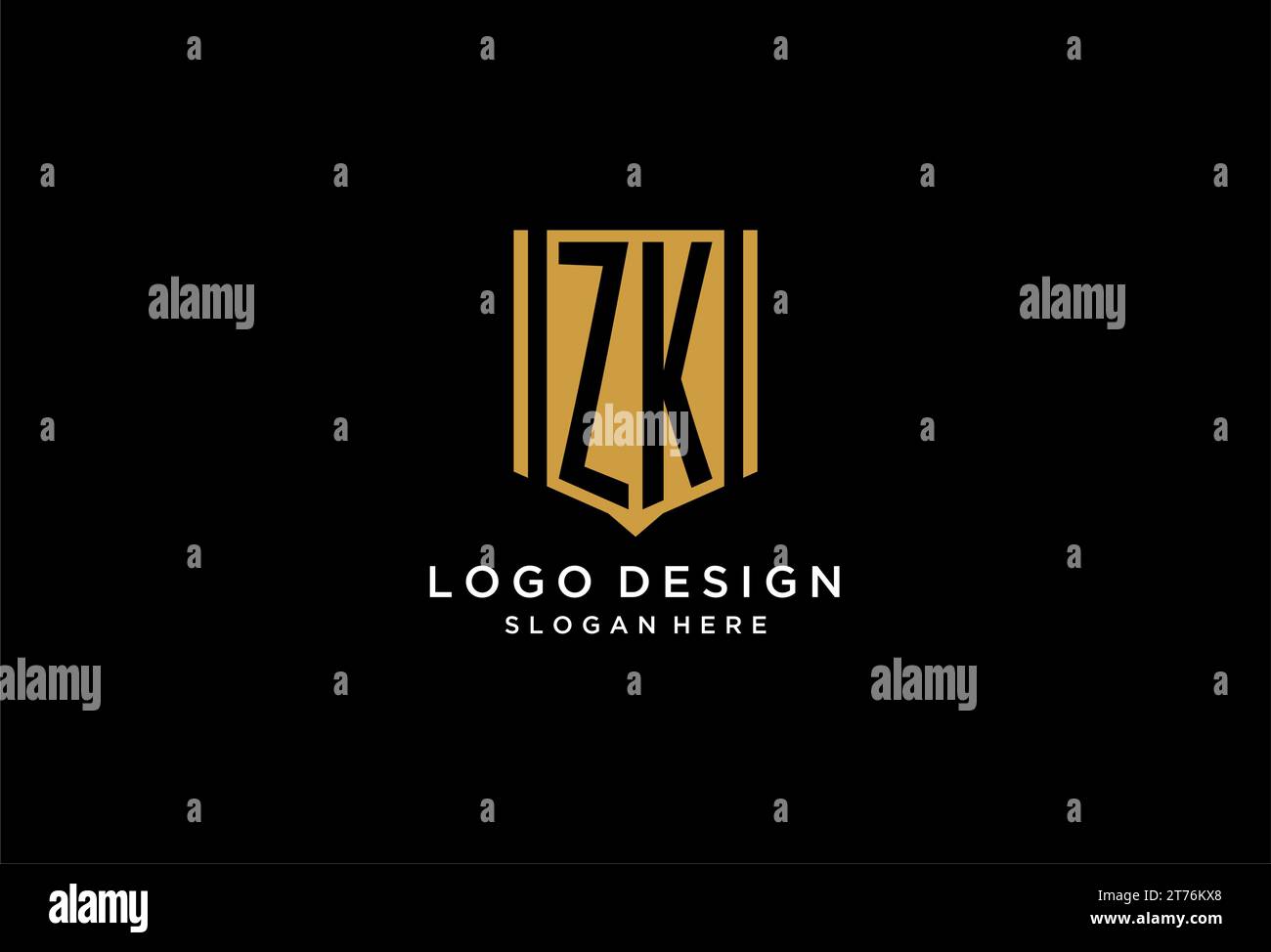 ZK monogram logo with geometric shield icon design inspiration Stock ...