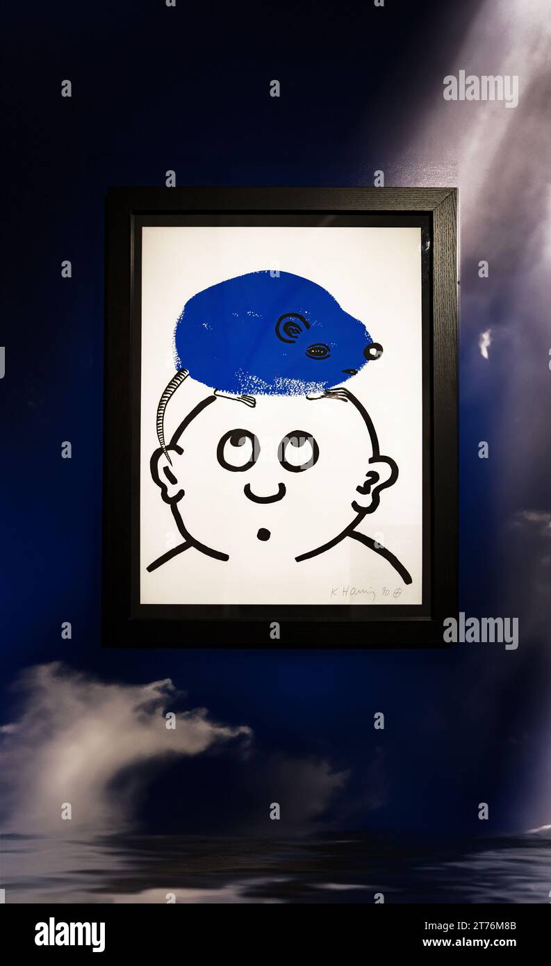 Exhibition of artwork by artist Keith Haring Painter, Parma Italy Stock ...