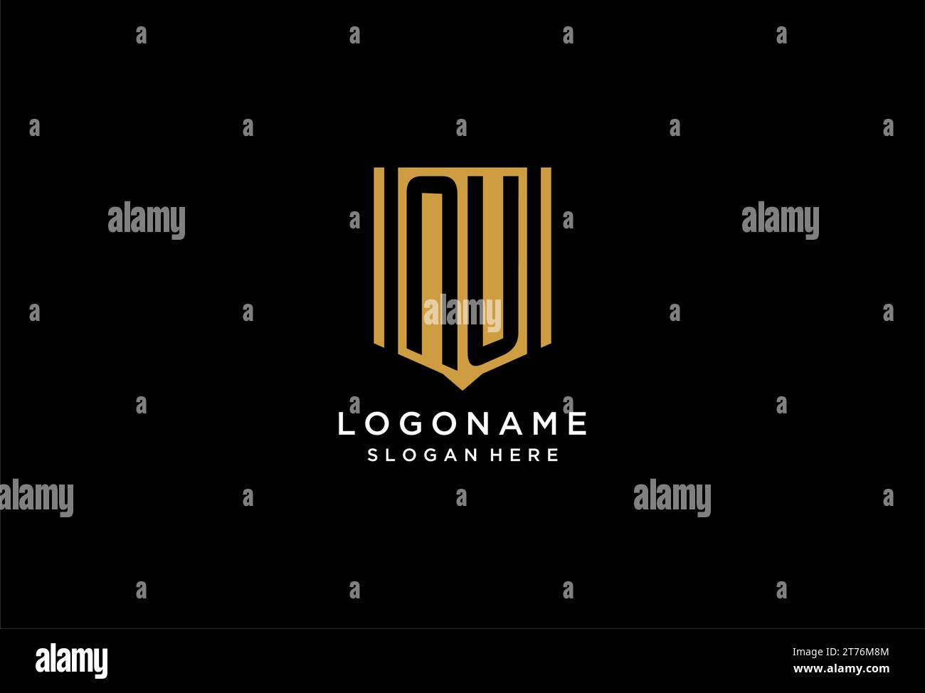 NU monogram logo with geometric shield icon design inspiration Stock ...