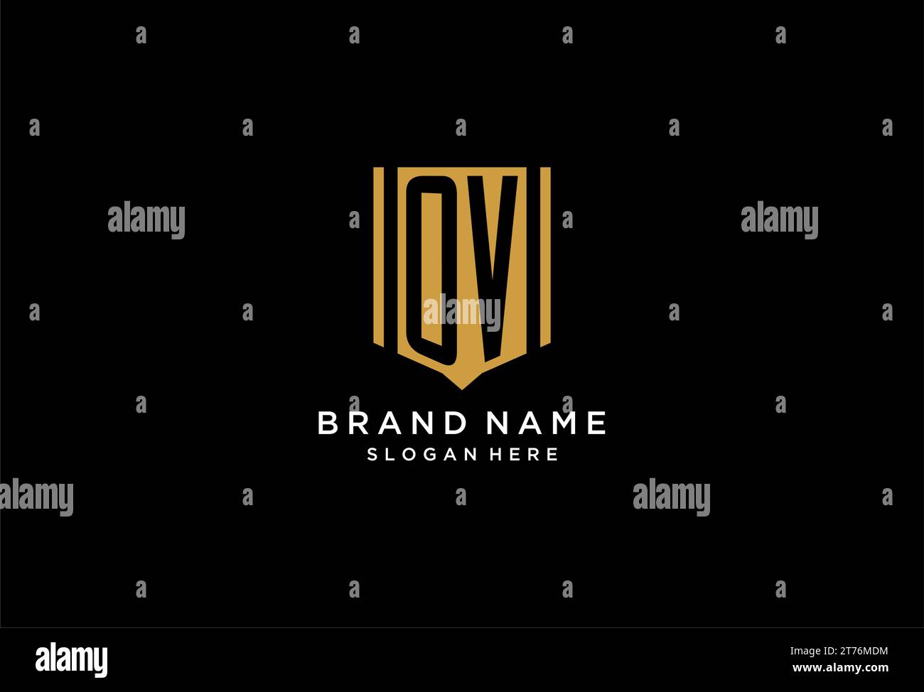 OV monogram logo with geometric shield icon design inspiration Stock ...