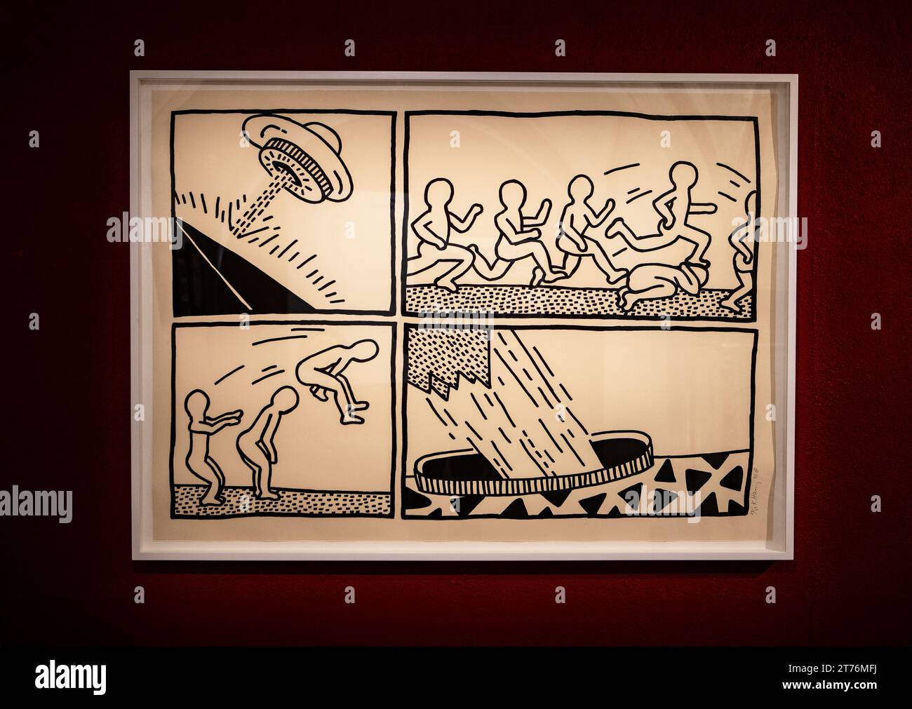 Exhibition of artwork by artist Keith Haring Painter, Parma Italy Stock ...