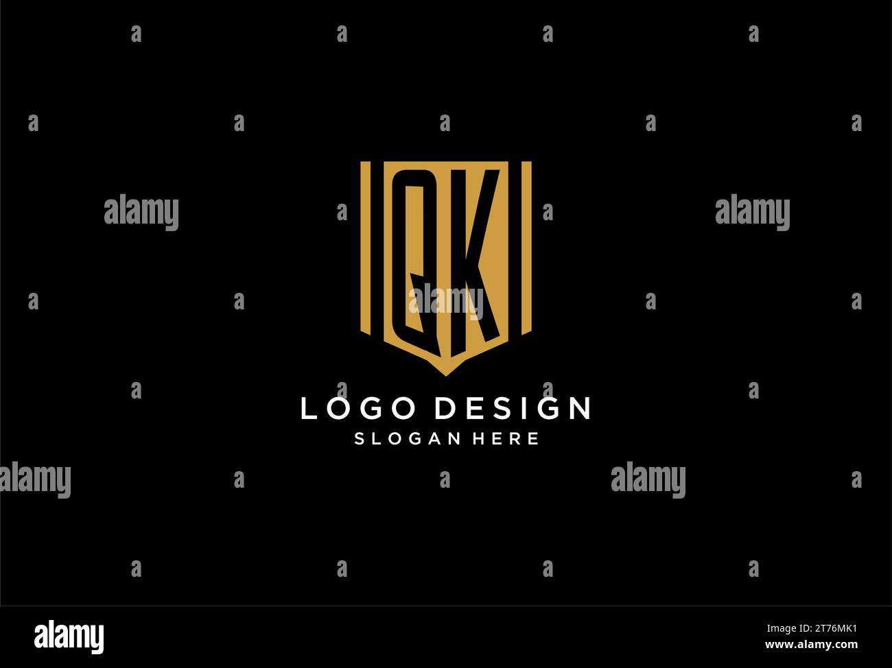 QK monogram logo with geometric shield icon design inspiration Stock ...
