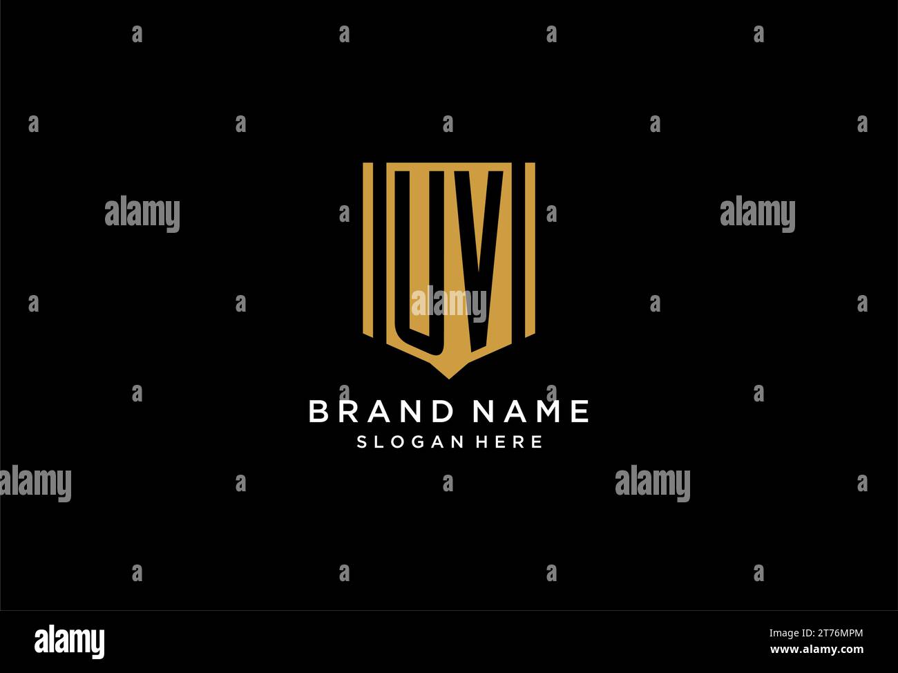 UV monogram logo with geometric shield icon design inspiration Stock ...
