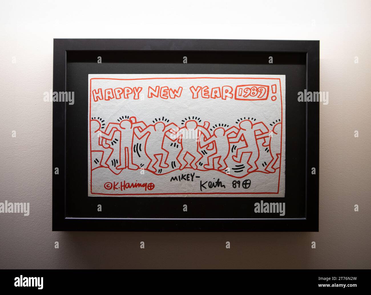 Exhibition of artwork by artist Keith Haring Painter, Parma Italy Stock ...