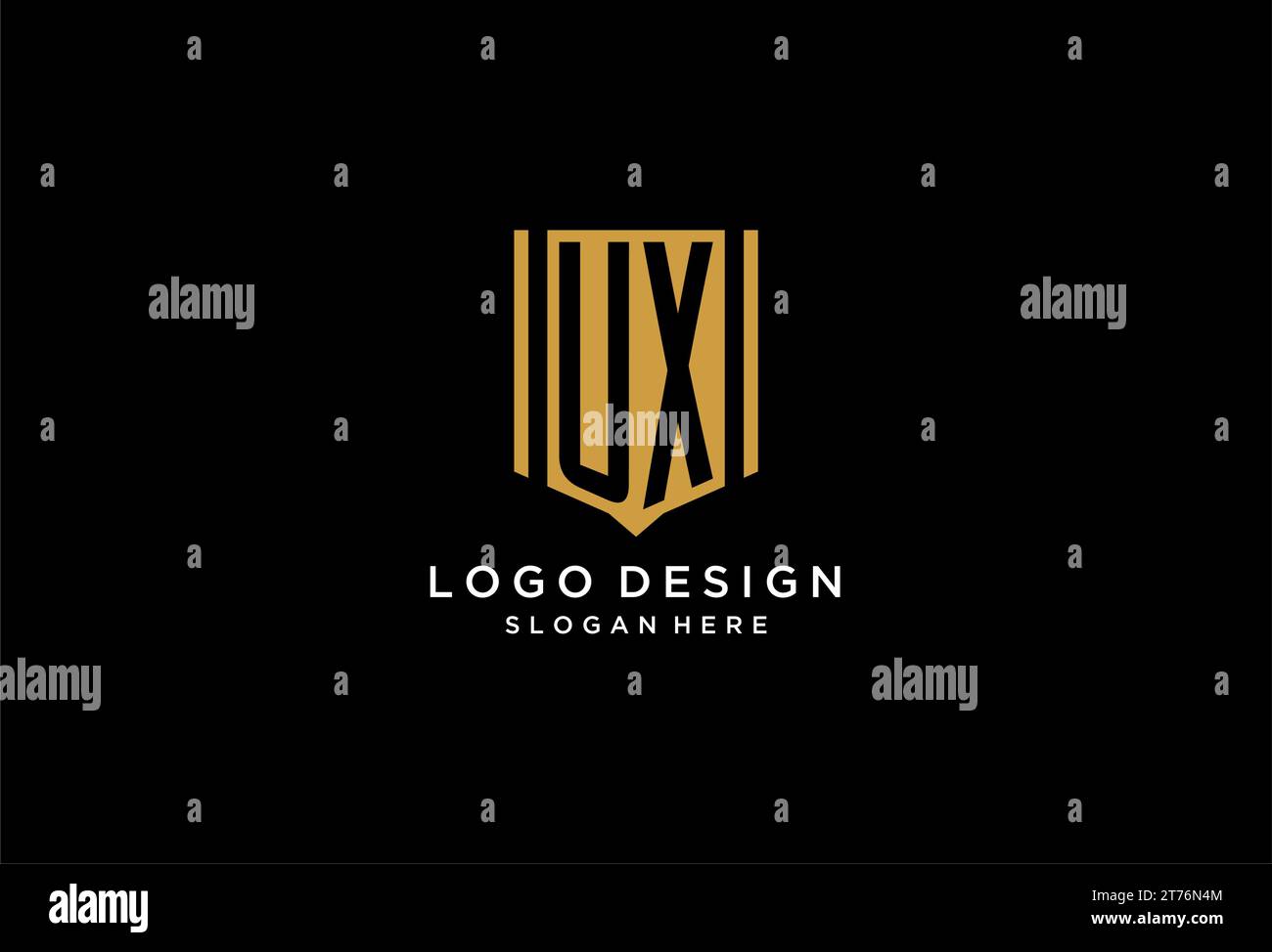 UX monogram logo with geometric shield icon design inspiration Stock Vector Image & Art - Alamy