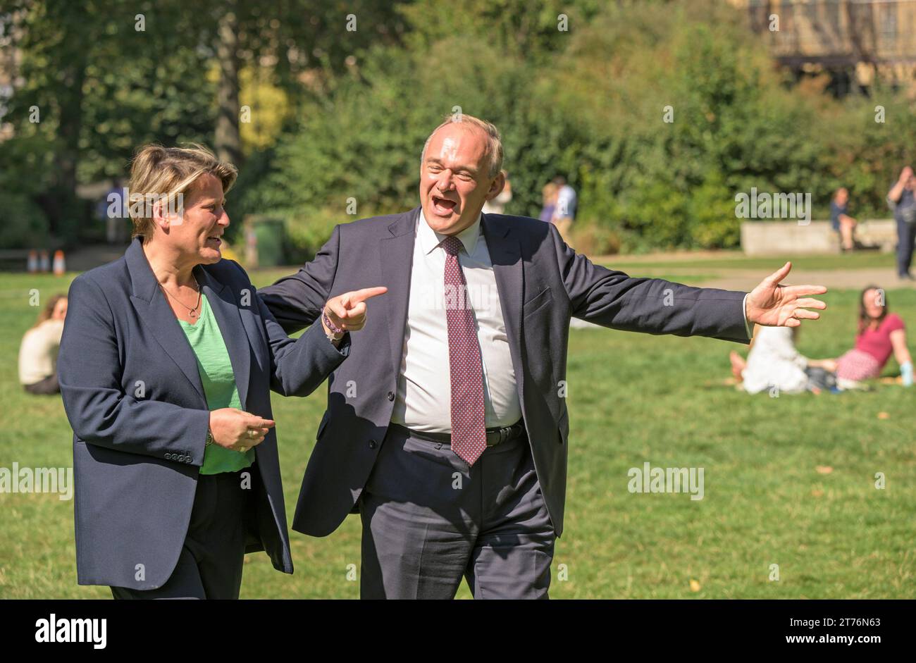 Party Leader Ed Davey MP (LibDem) with Sarah Dyke MP in Victoria Tower ...