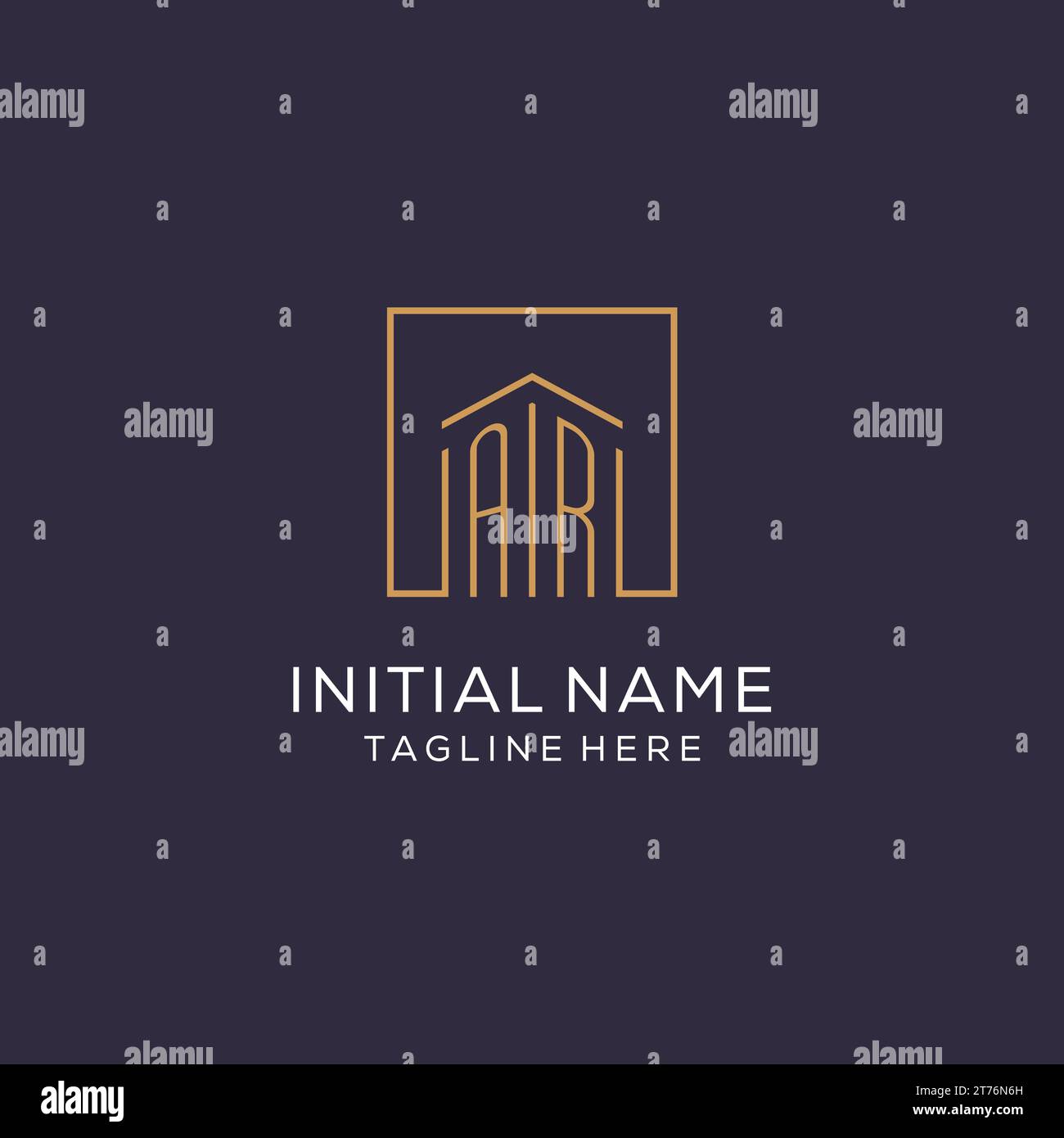 Initial AR logo with square lines, luxury and elegant real estate logo ...