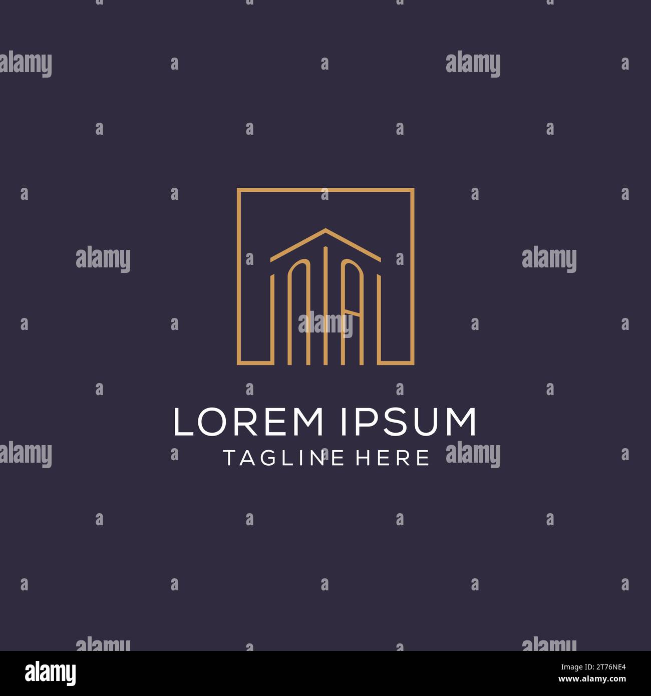 Initial NA logo with square lines, luxury and elegant real estate logo ...