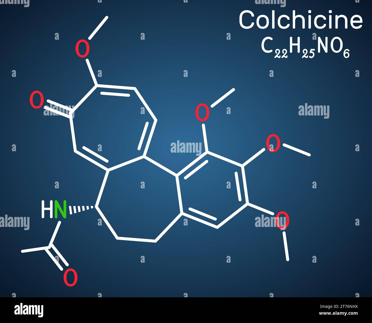 Colchicine Molecule Structural Chemical Formula On The Dark Blue Background Stock Vector Image