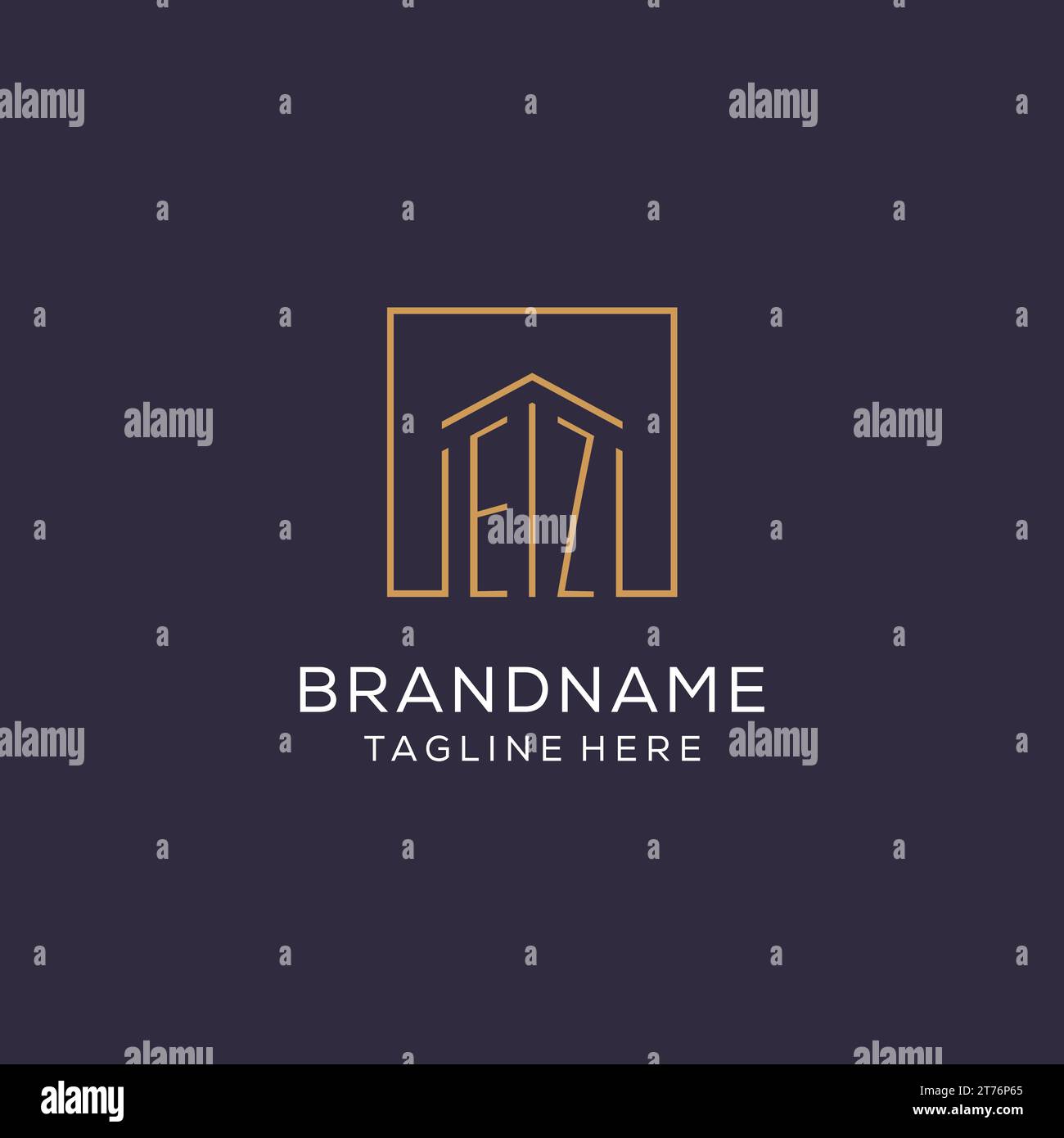 Initial EZ logo with square lines, luxury and elegant real estate logo ...