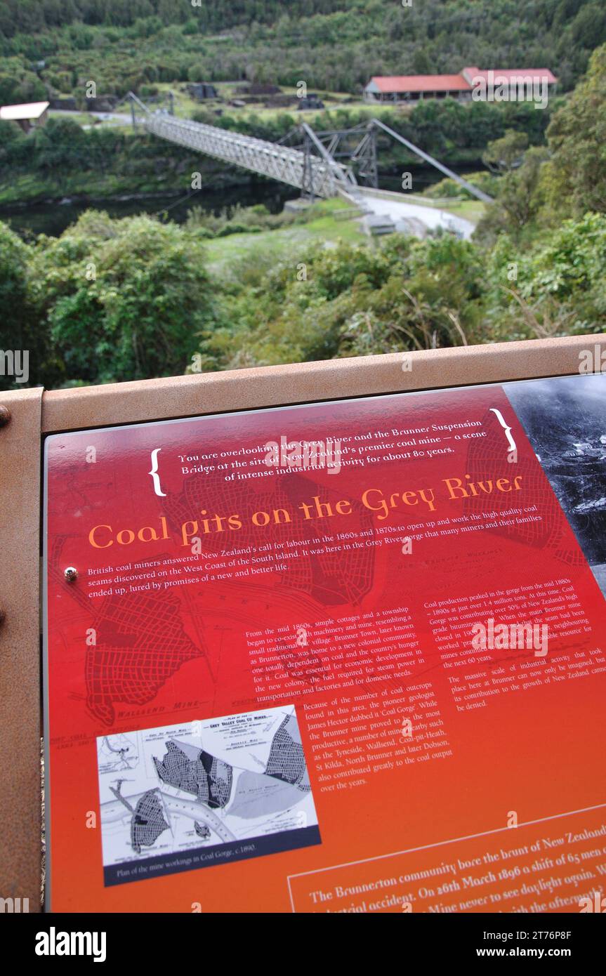 Information signage at historic Brunner Mine site, Westland, New ...