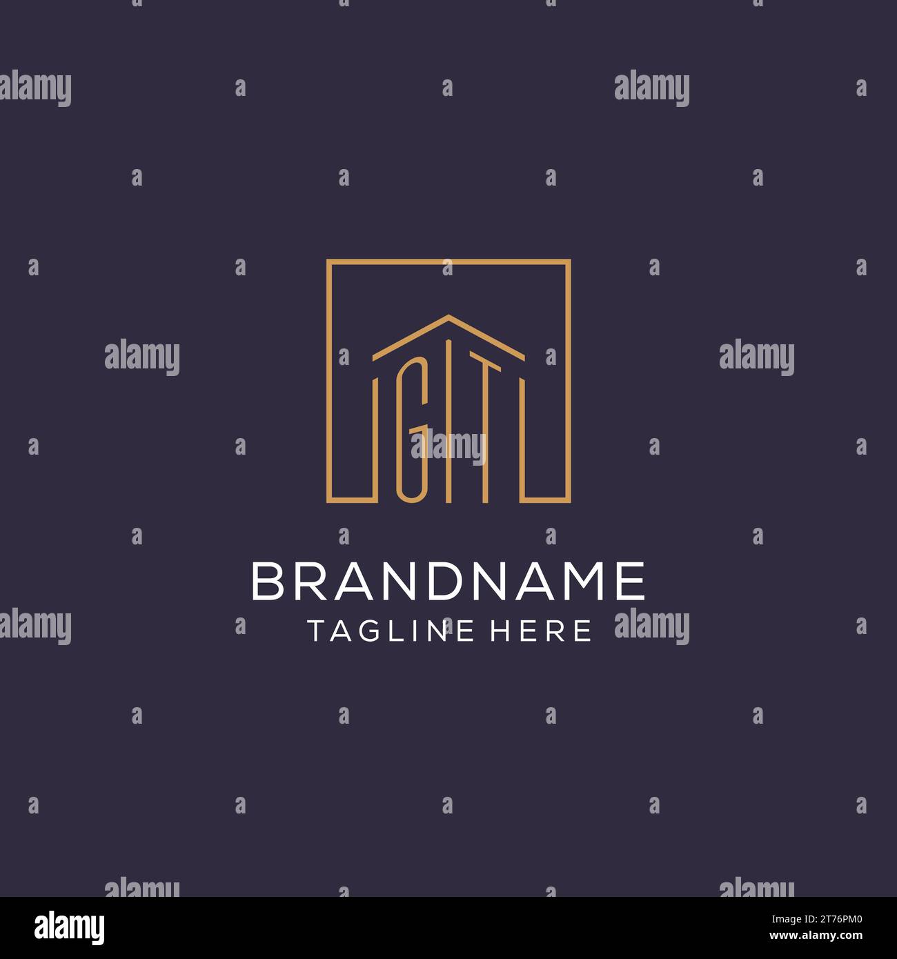 Initial GT logo with square lines, luxury and elegant real estate logo ...